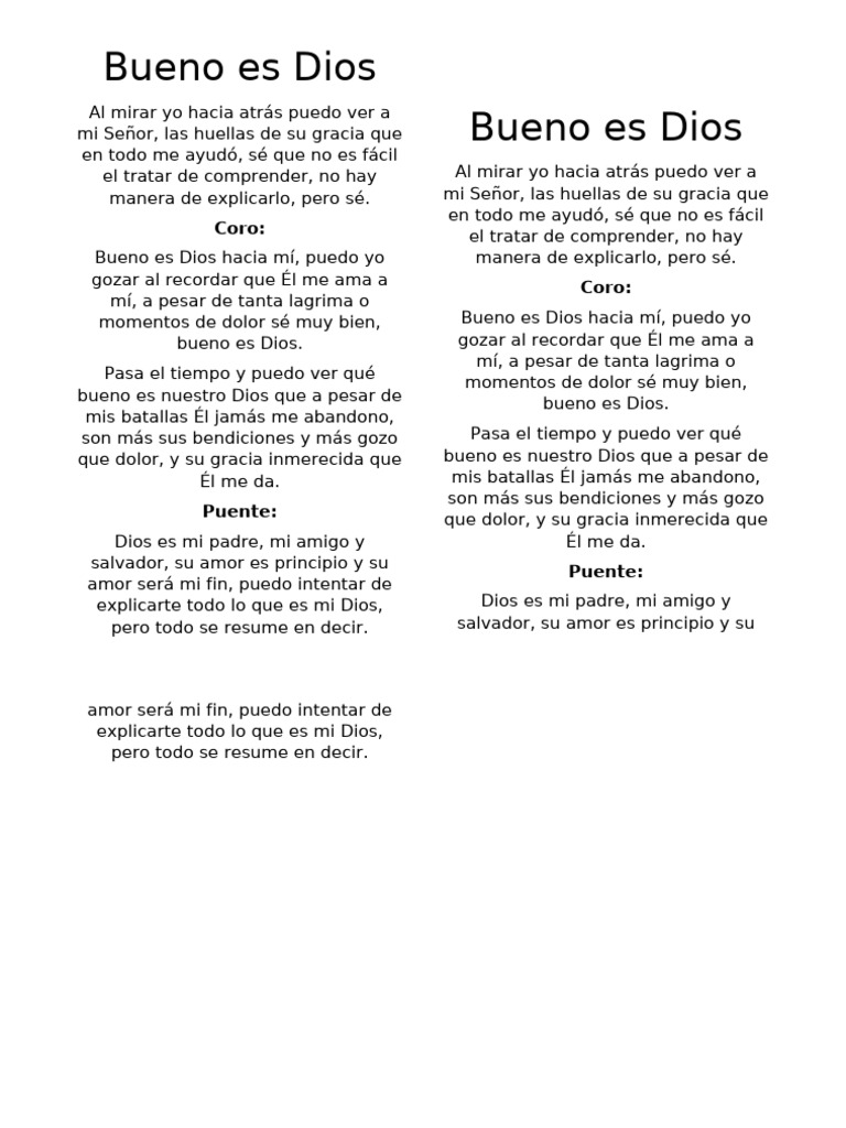 Letra - Bueno Es Dios | PDF