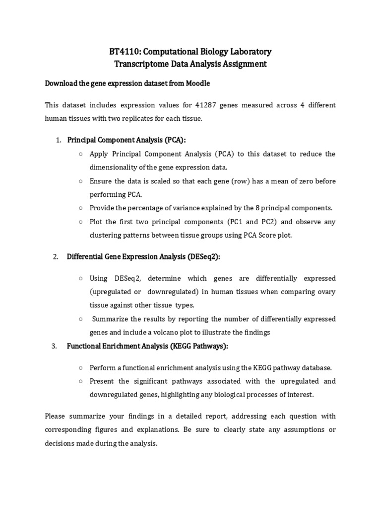 Transcriptomics Data Analysis Interpretation Assignment Pdf 2114