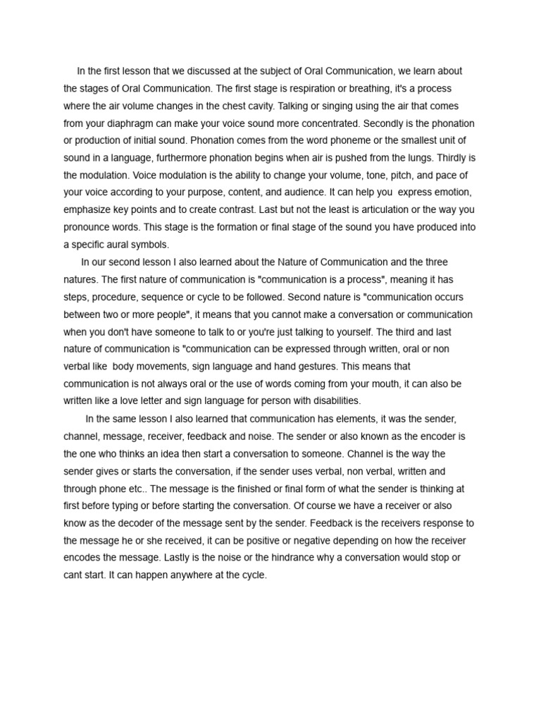 Example of An Essay (Oral Comm.) | PDF