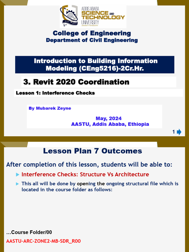 Chapter 3. Revit 2020 Coordination - Lesson 1. Pptx | PDF
