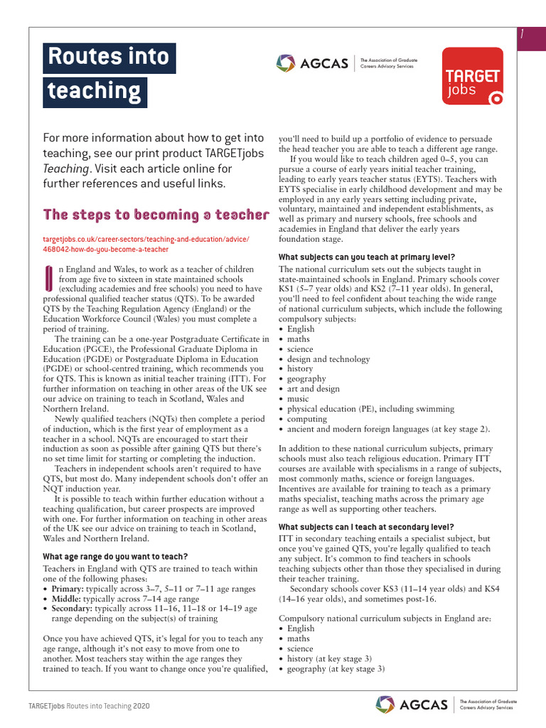 Routes Into Teaching 20 Final | PDF