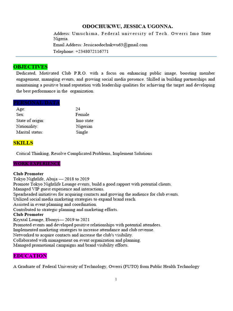 Jessica CV | PDF