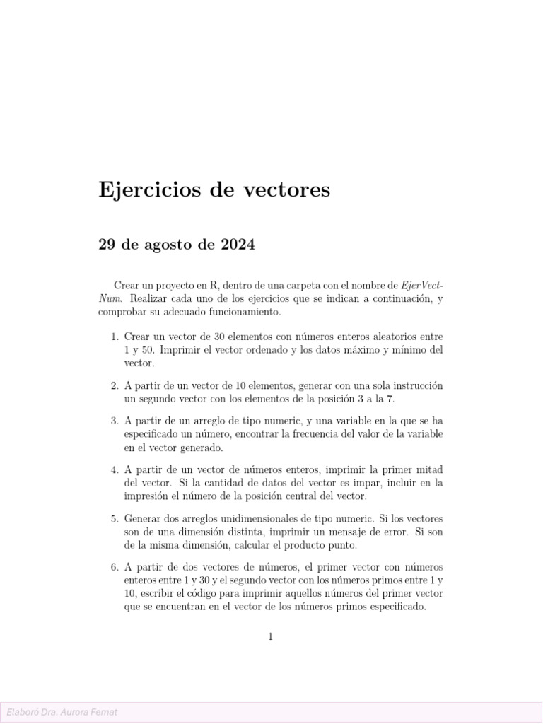 MNyP - Ejercicios Vect | PDF