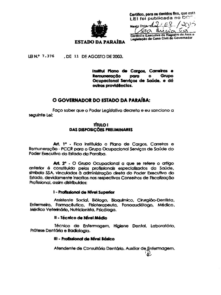 Lei 7376 de 2003 | PDF