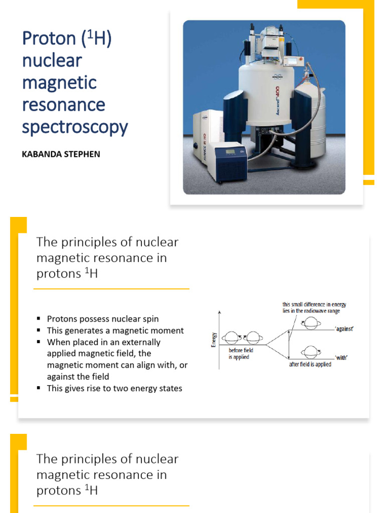 Proton (H) Nuclear Magnetic Resonance Spectroscopy: Kabanda Stephen | PDF