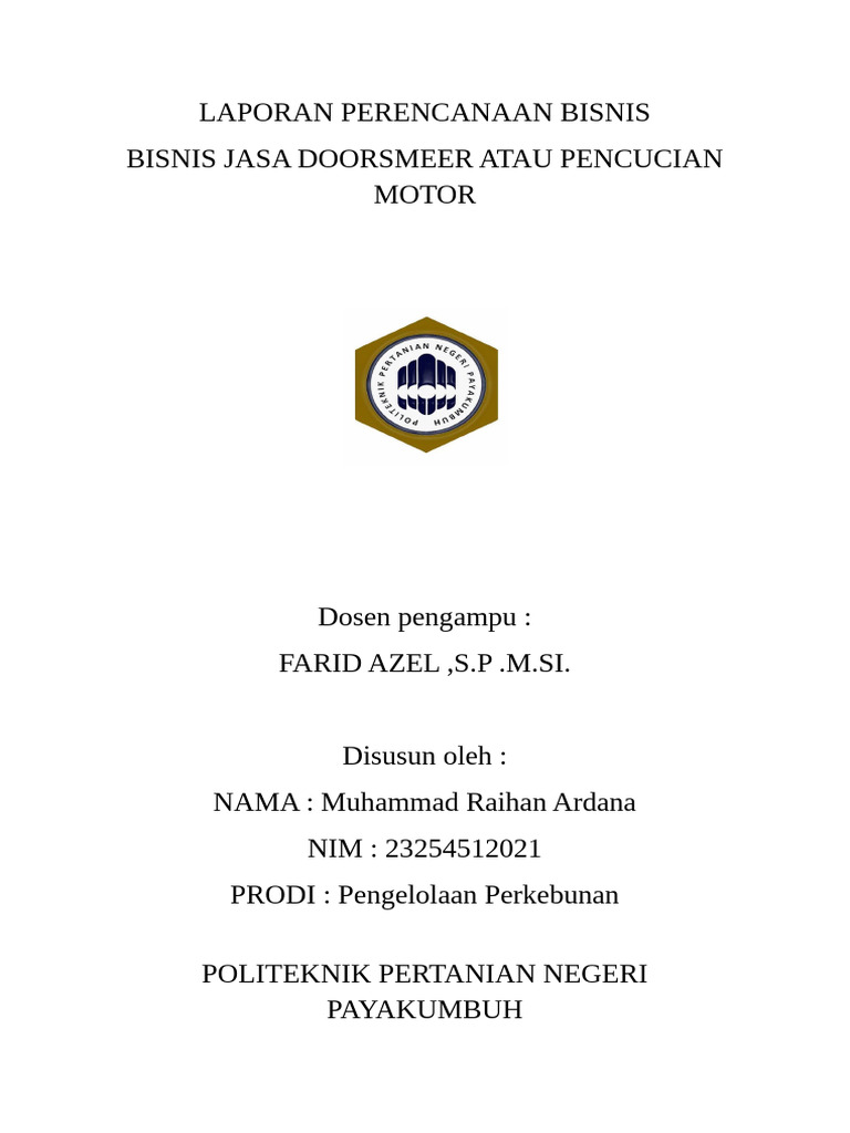 Laporan Perencanaan Bisnis Muhammad Raihan Ardana | PDF