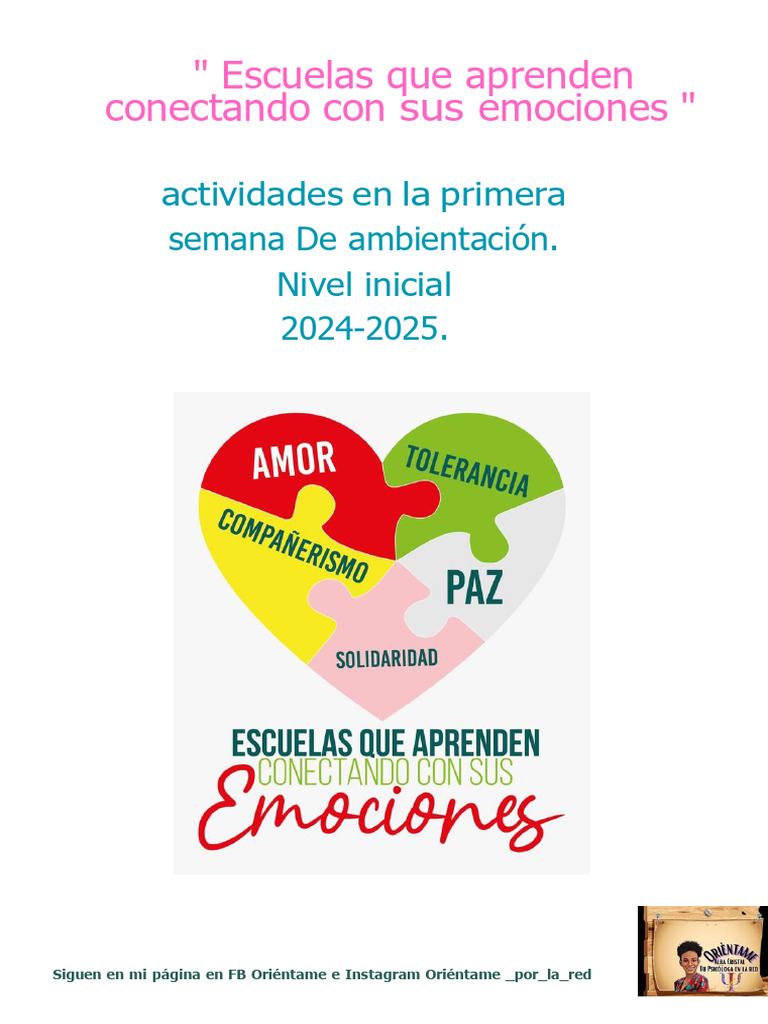 Actividad Escuelas Que Aprenden Conectando Con Sus Emociones Nivel Inicial | PDF