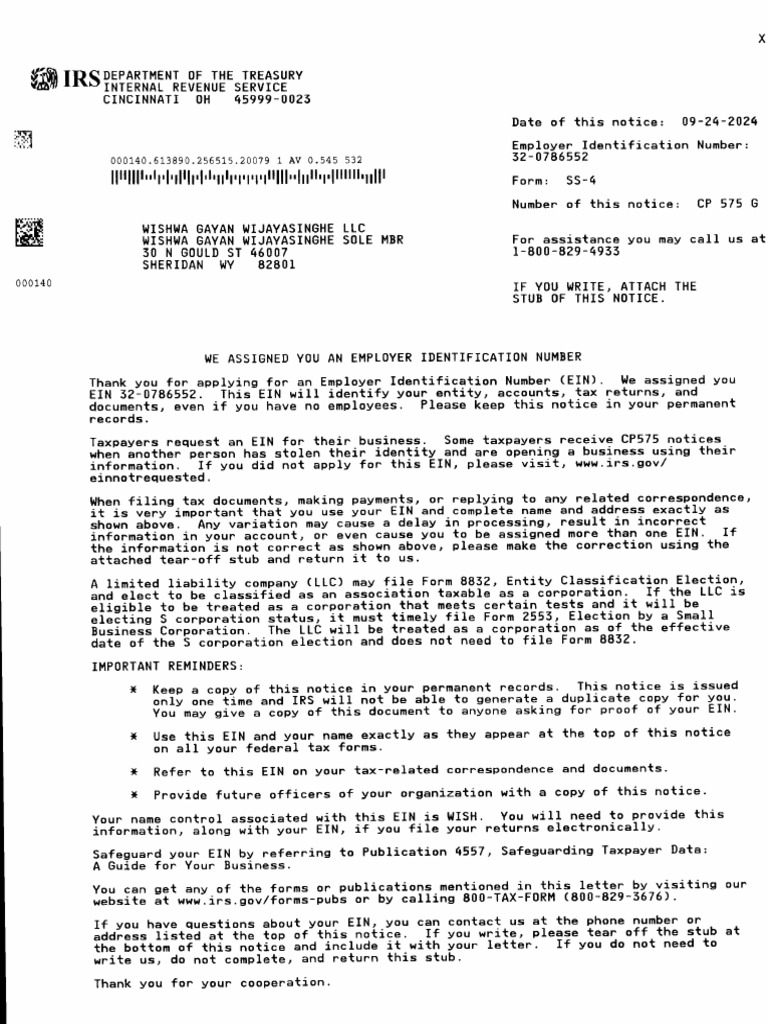 10-02-24 - EIN Letter - Sirimewan Wasala Wishwa Gayan Wijayasinghe LLC ...