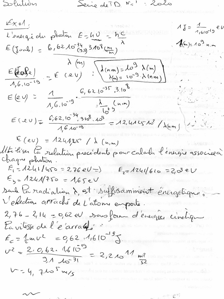 Solution-TD1 Mécanique Quantique 1 | PDF
