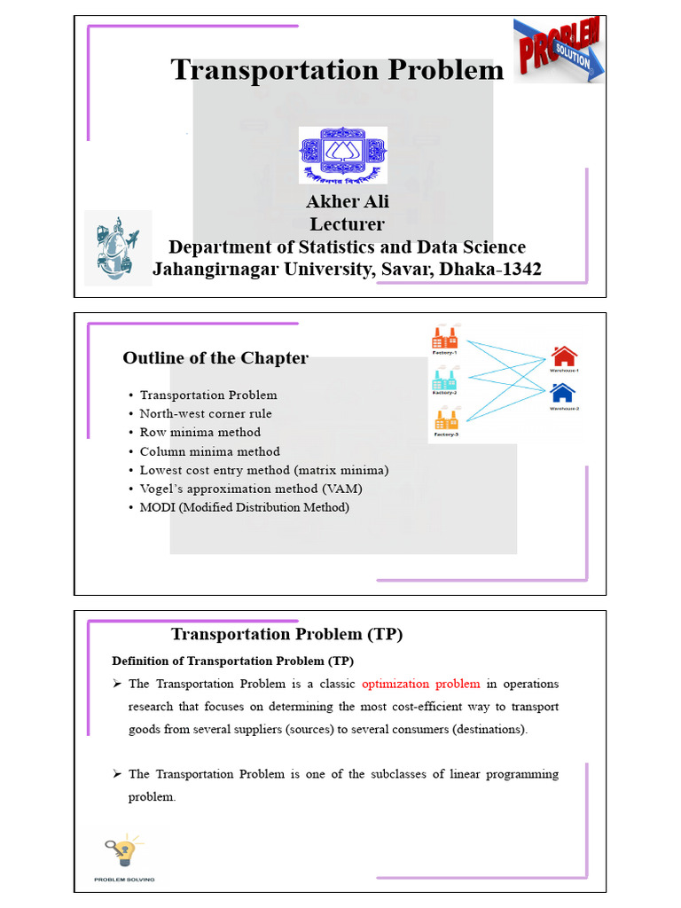 Transportation Problem | PDF