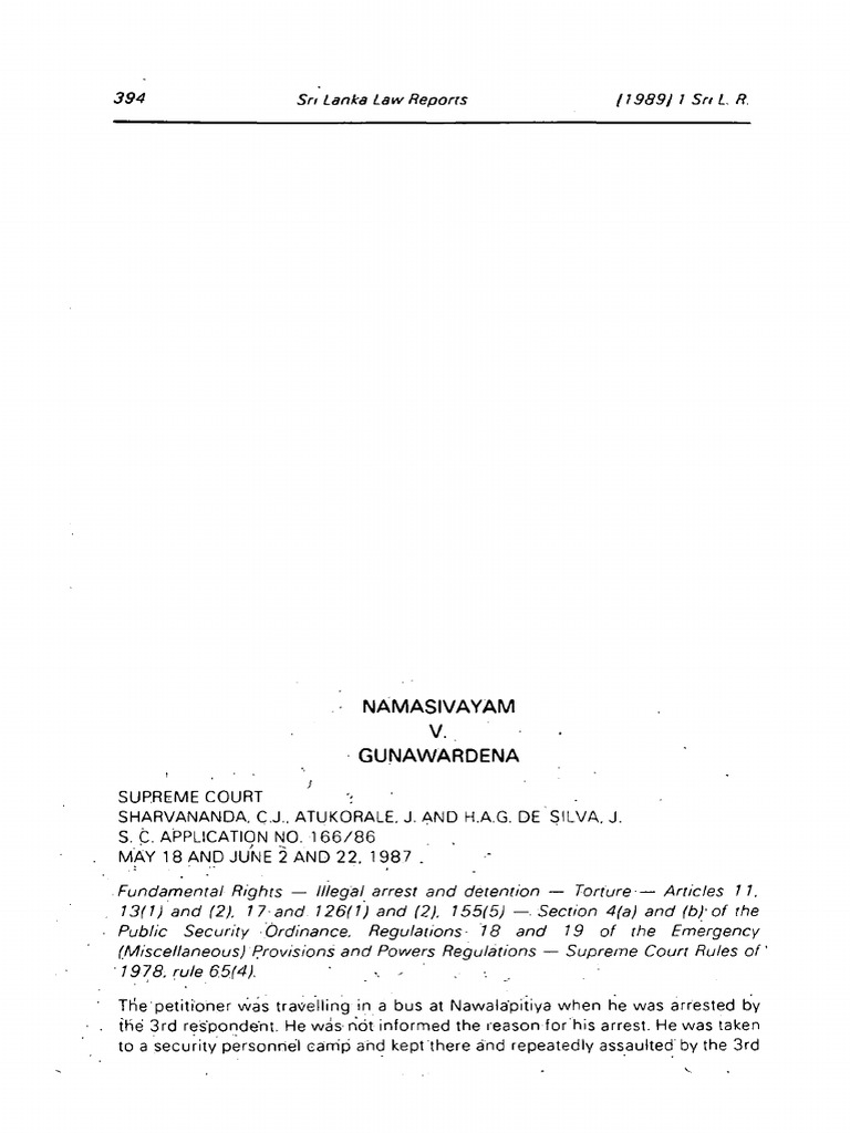 NAMASIVAYAM v. GUNAWARDENA | PDF