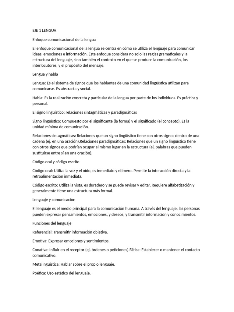 Eje 1 lengua | PDF