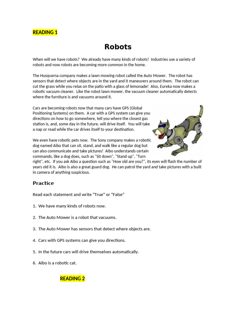 READING 1 and 2 Robots, New Climate Theories | PDF