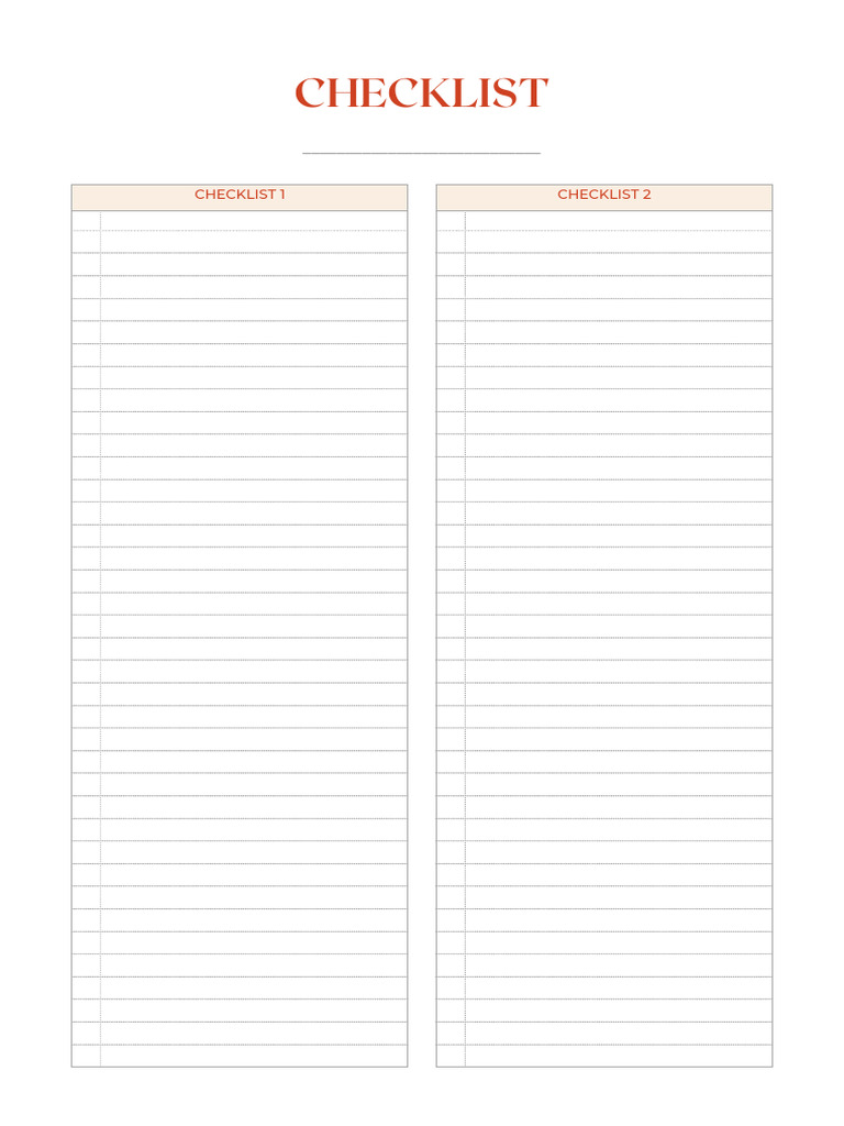 Neutral Simple Minimalist Two-Column To Do List Checklist | PDF