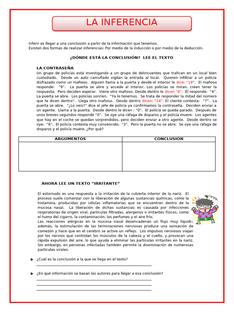 Textos para Trabajar Las Inferencias Inductivas y Deductivas | PDF