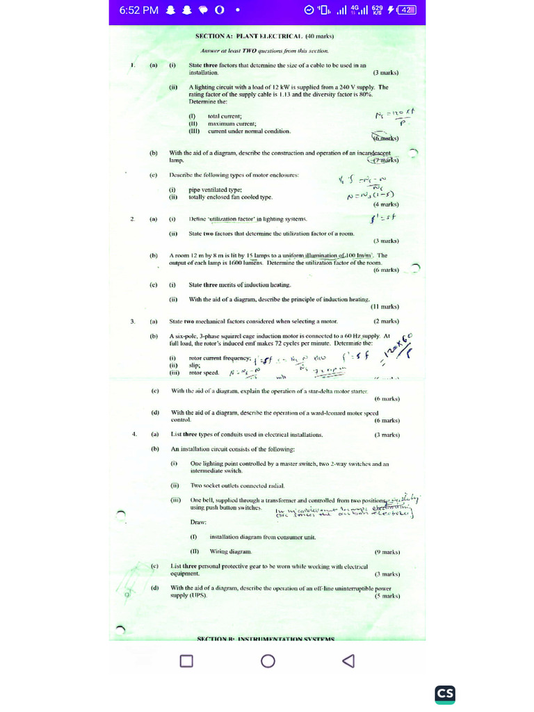 Plant Electrical Knec Past Papers | PDF