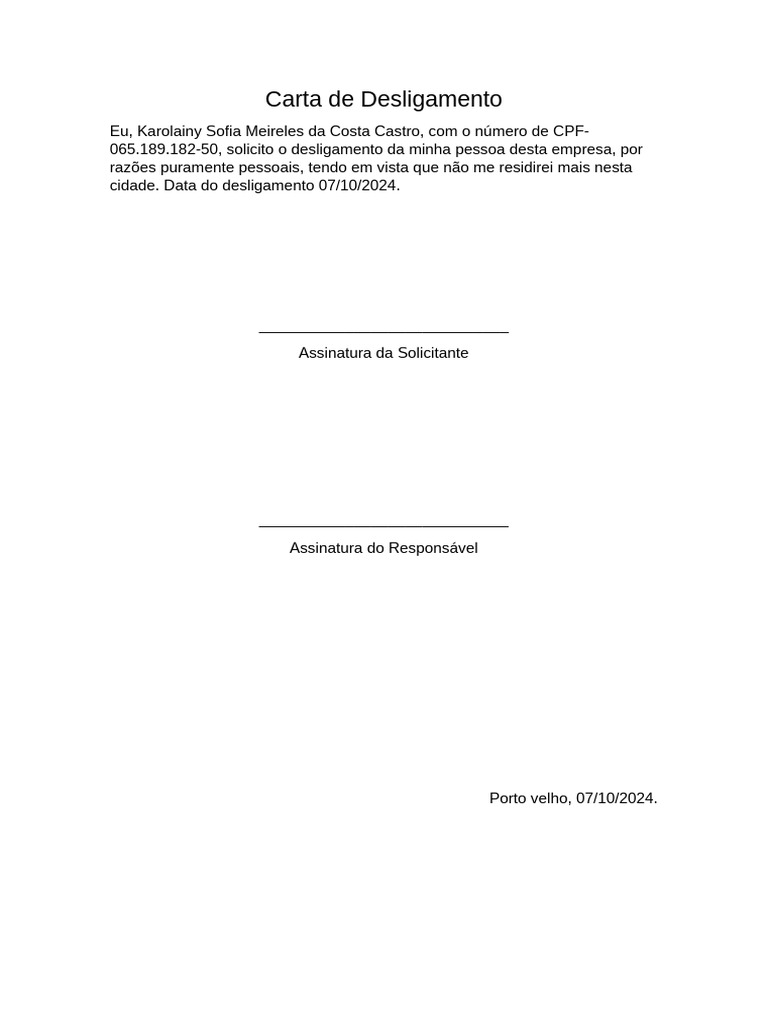 Carta de Desligamento | PDF