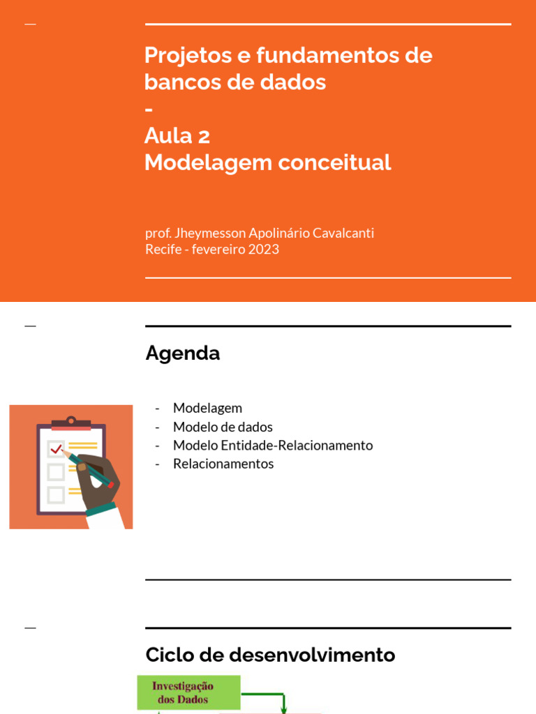 Aula 2 - Projetos e Fundamentos de Bancos de Dados | PDF