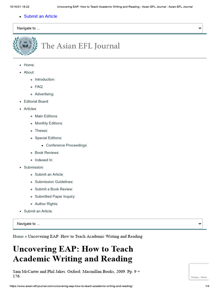 Uncovering EAP - How To Teach Academic Writing and Reading - Asian EFL ...