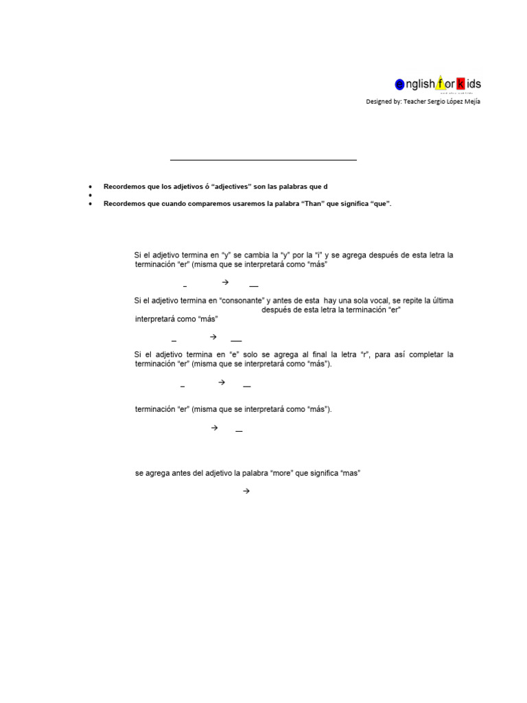 Comparative Adjectives Rules Guide | PDF | Linguistics | Linguistic ...