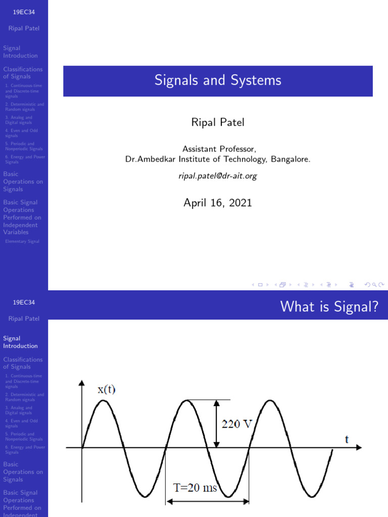 Signals Systems Unit1 | PDF