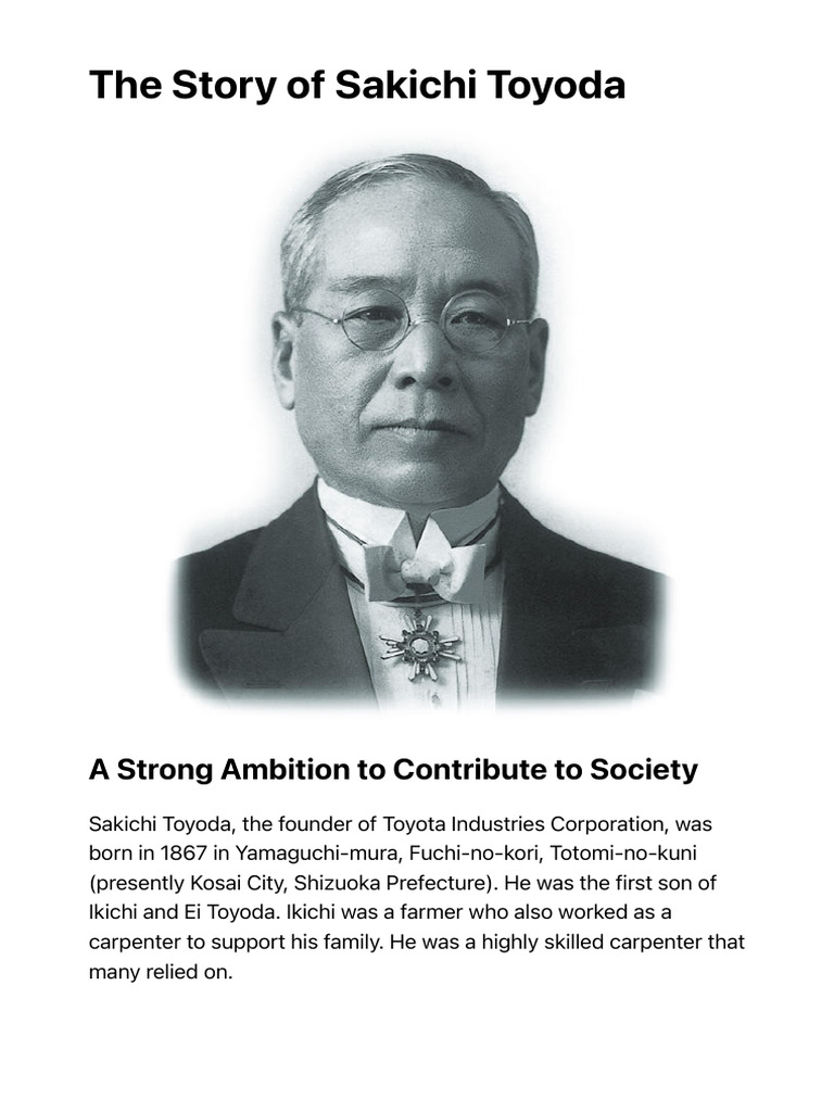 Sakichi Toyoda: Pioneer of Loom Innovation | PDF | Loom | Weaving