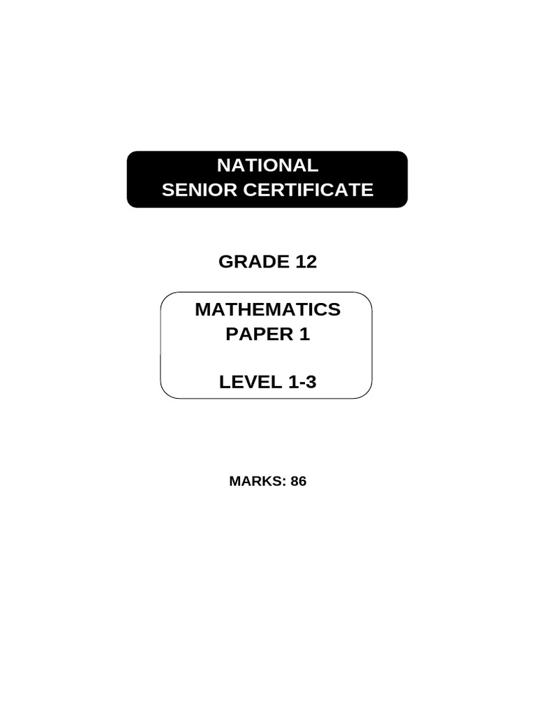 GR 12 Mathematics P1 Level 1-3 | PDF