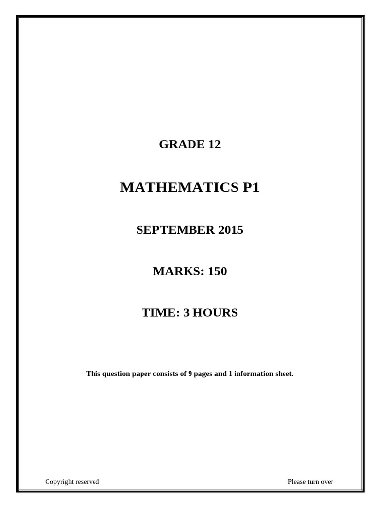 GR 12 Mathematics P1 Level 1-3 | PDF