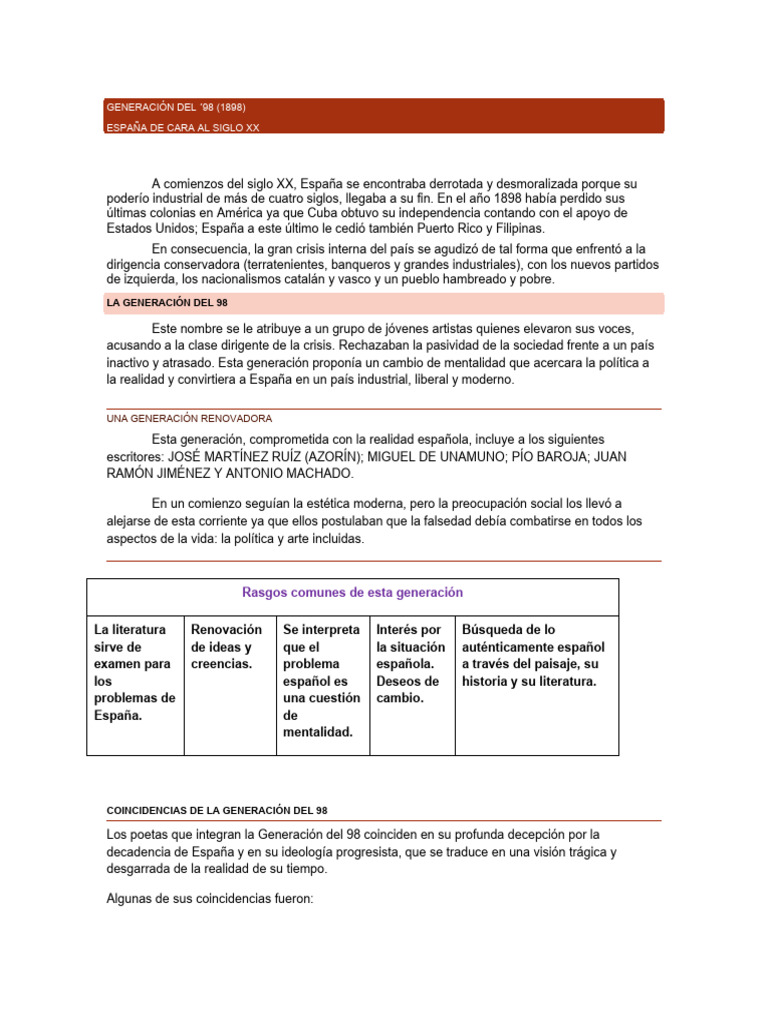 Generación Del 98 y 27 | PDF | España