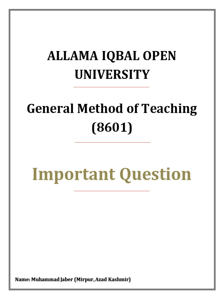 8601 Important Questions Haram Munawar | PDF