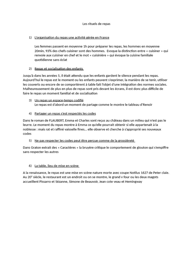 Chapitre 7 Les Rituels de Repas | PDF