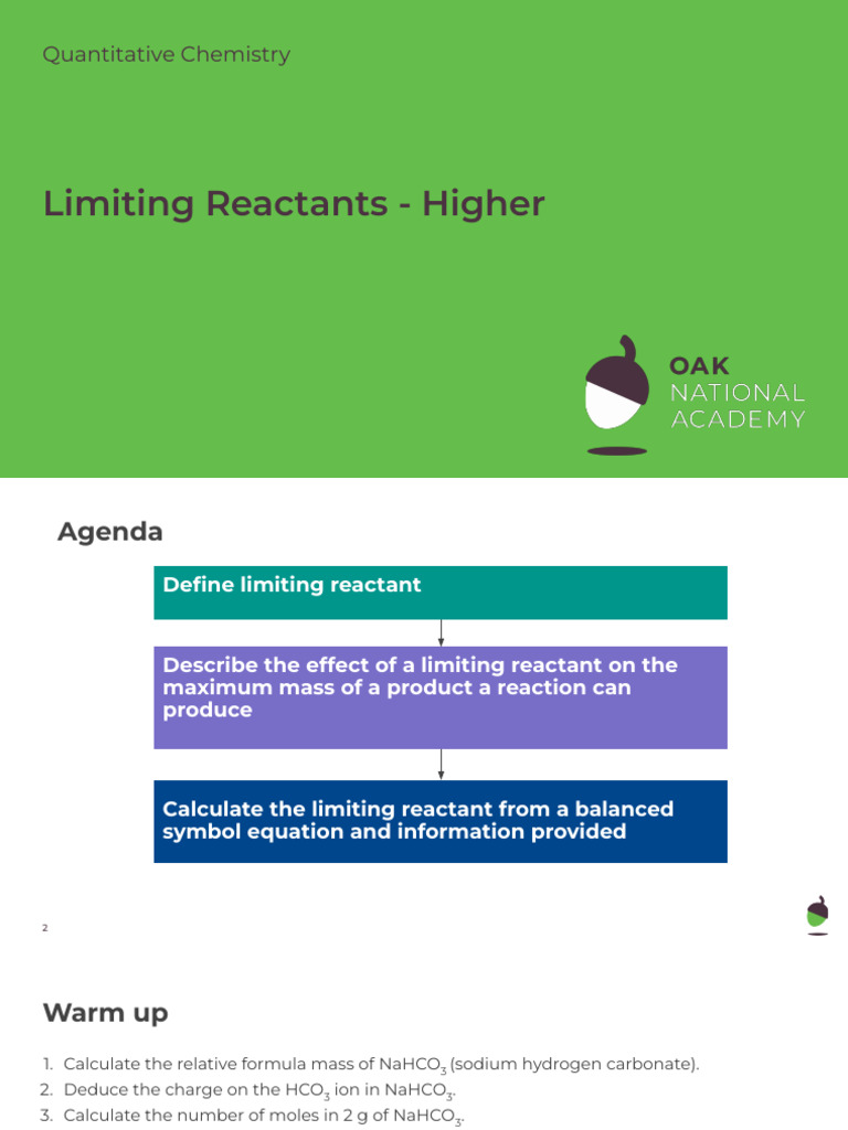 Presentation On Limiting Reactants | PDF | Sodium Bicarbonate | Science & Mathematics