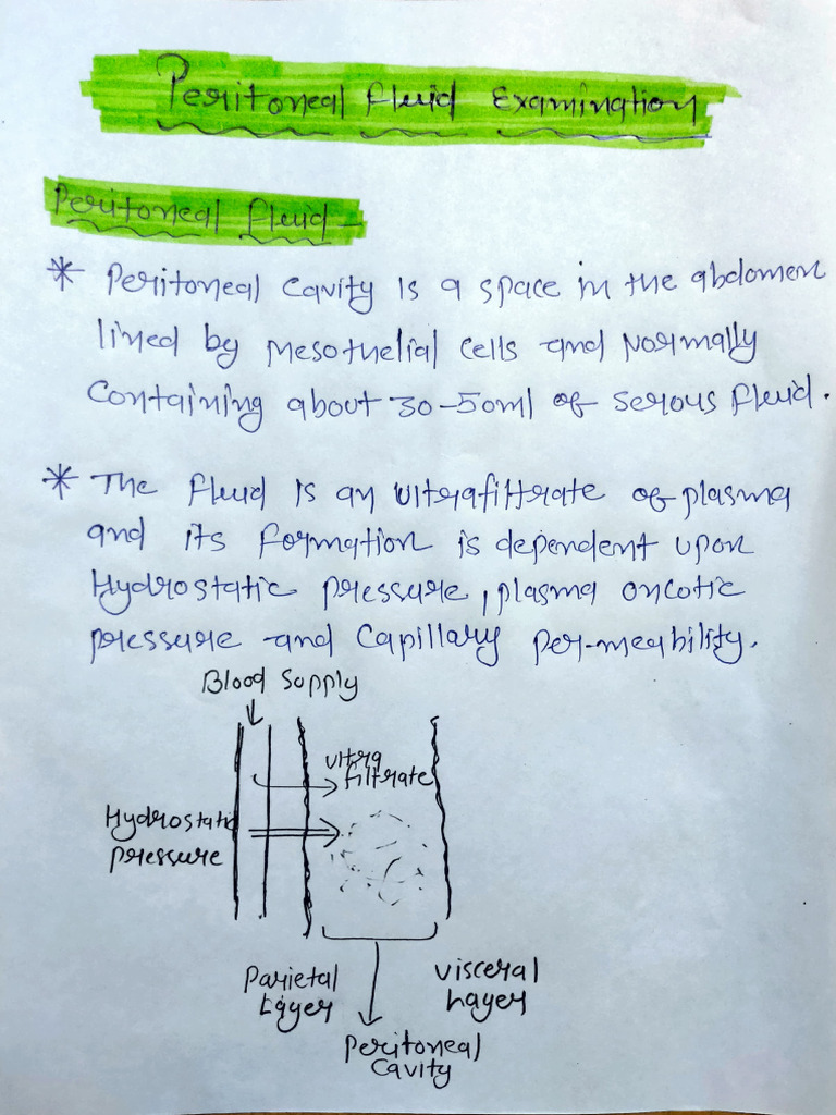 Peritoneal Fluid Examination by Medical Incision | PDF