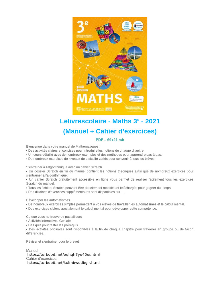 Manuel de Maths 3e - 2021 | PDF | Méthodes et références pédagogiques
