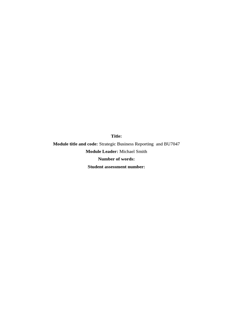 Strategic Business Reporting | PDF