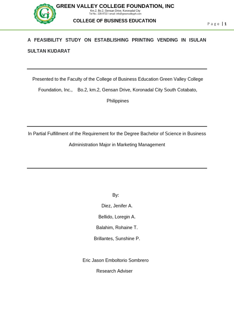 CHAPTER-1-FEASIBILITY-STUDY | PDF CHAPTER-1-FEASIBILITY-STUDY | PDF