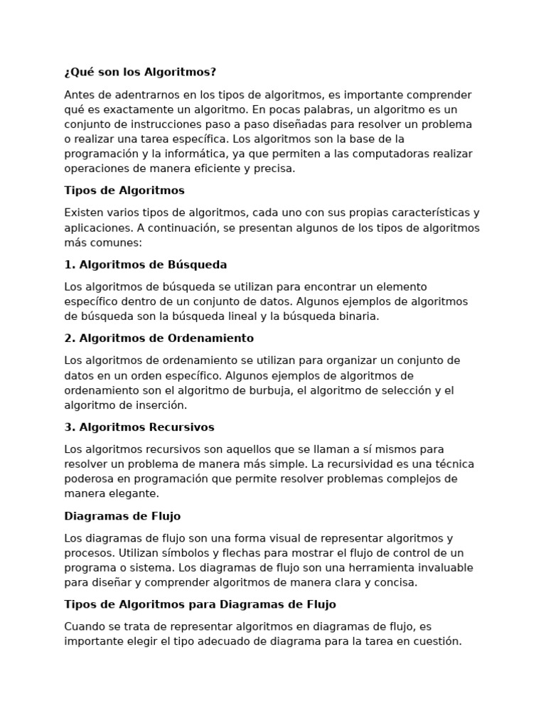 Tipos de Algoritmos y Diagramas de Flujo | PDF