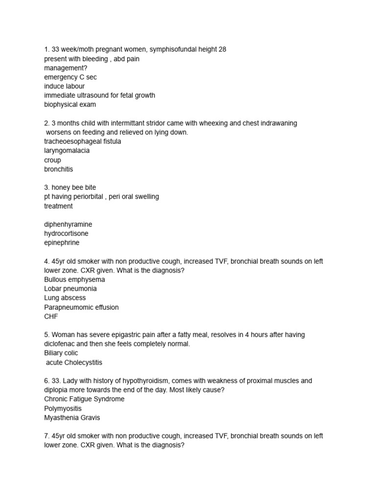 AKUH 2020 Internship Exam | PDF