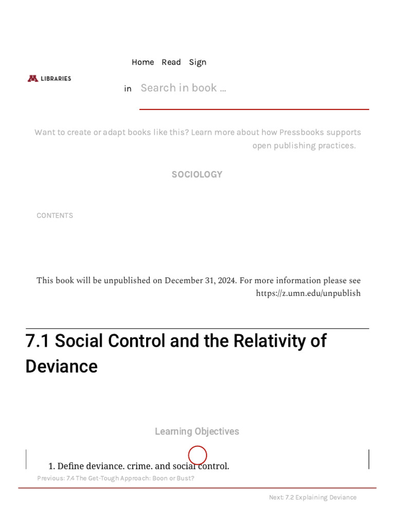 7.1 Social Control and The Relativity of Deviance - Sociology | PDF