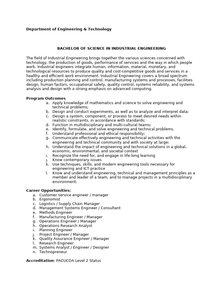 IE Course Specification | PDF