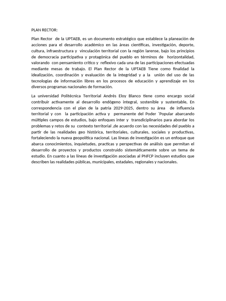 Plan Rector Yuliana | PDF