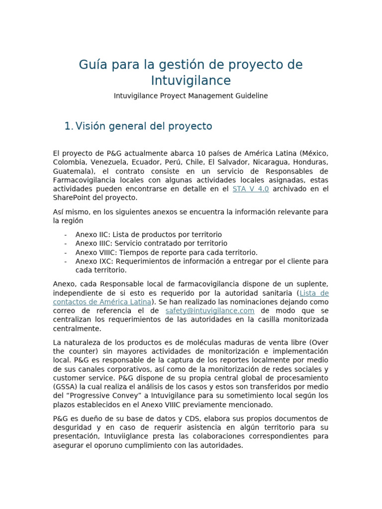 Guía Rápida para La Gestión de Proyecto de Intuvigilance | PDF
