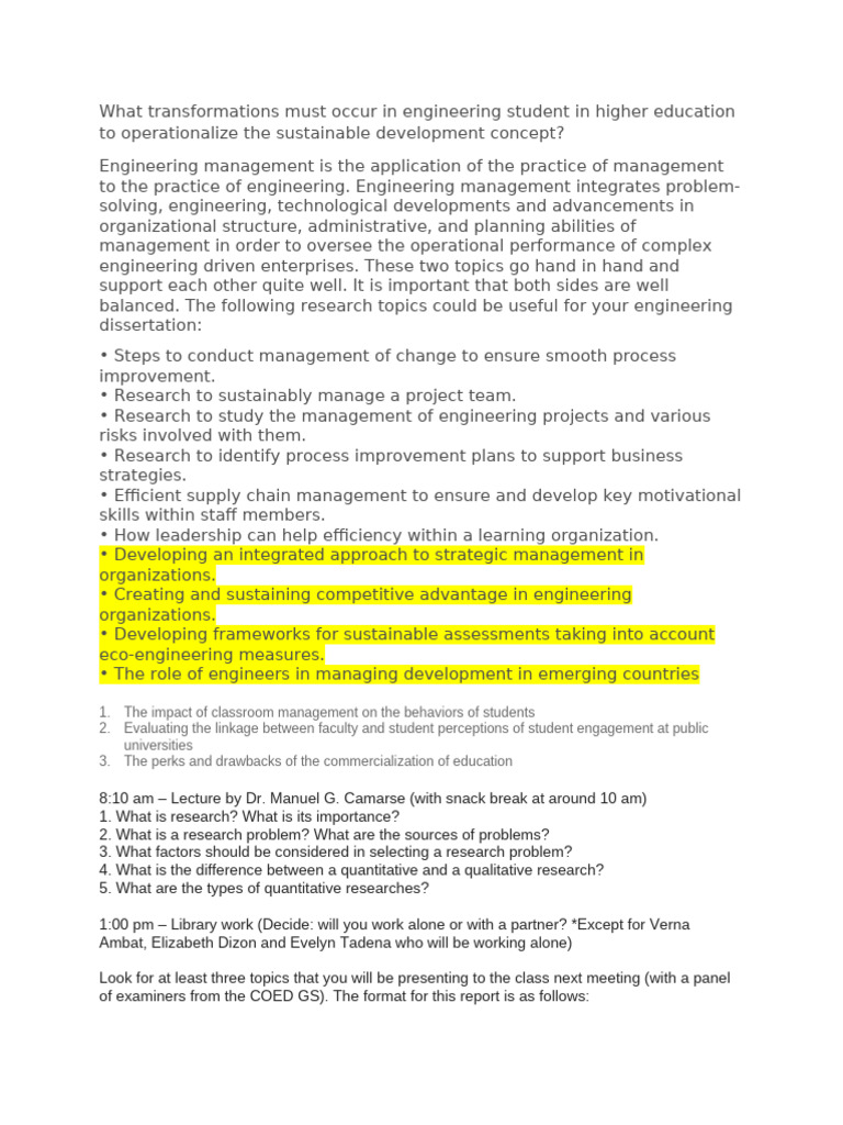 What Transformations Must Occur in Engineering Student in Higher ...