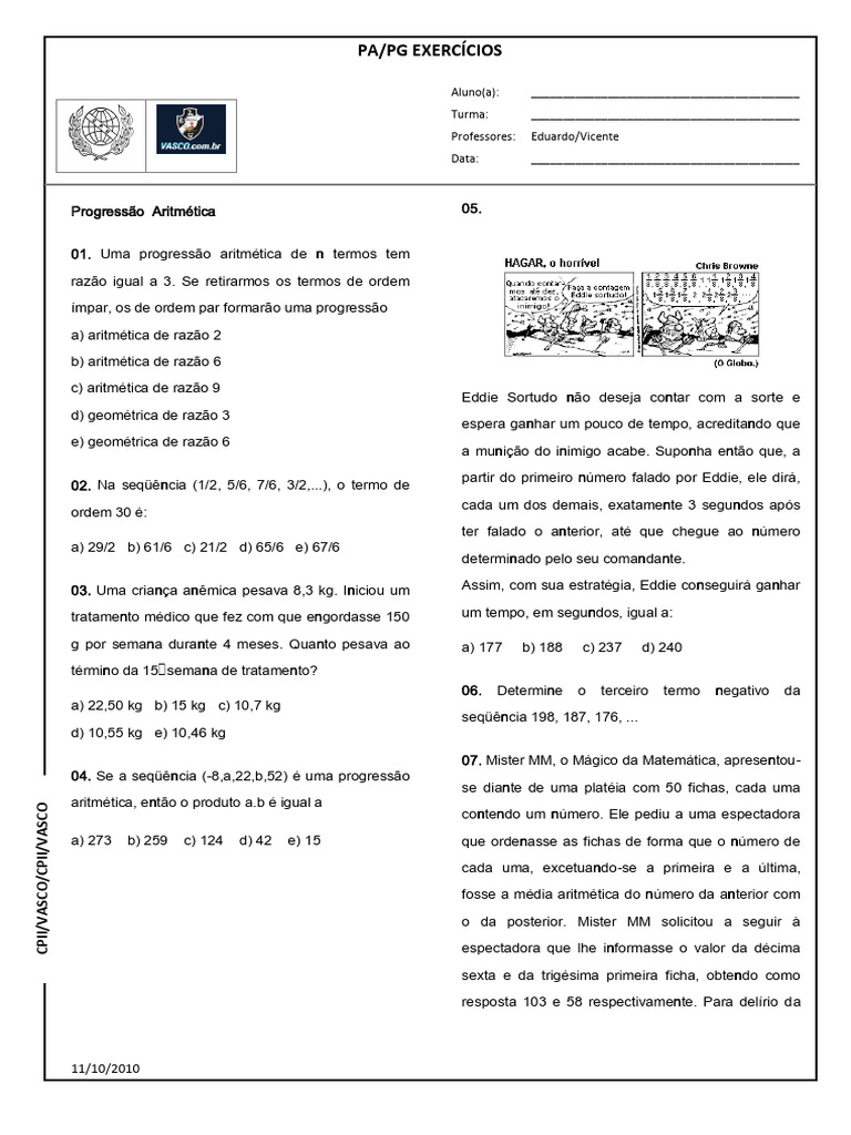 Exercicios de PA e e PG | PDF