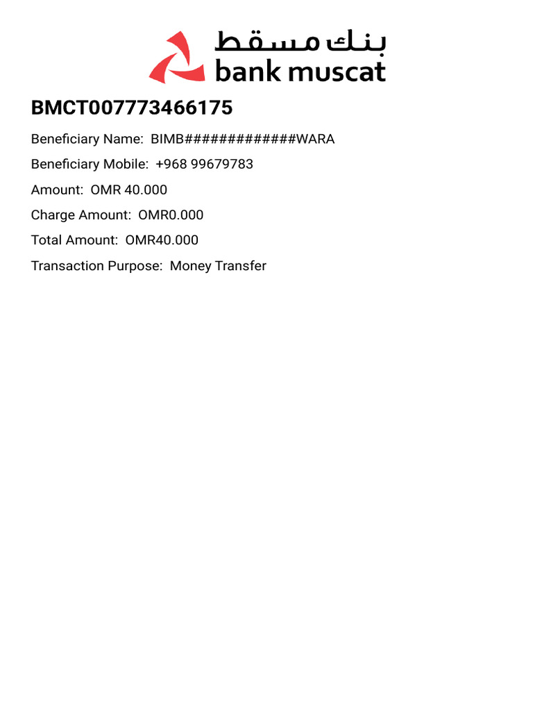 Bank Muscat Receipt | PDF | Law