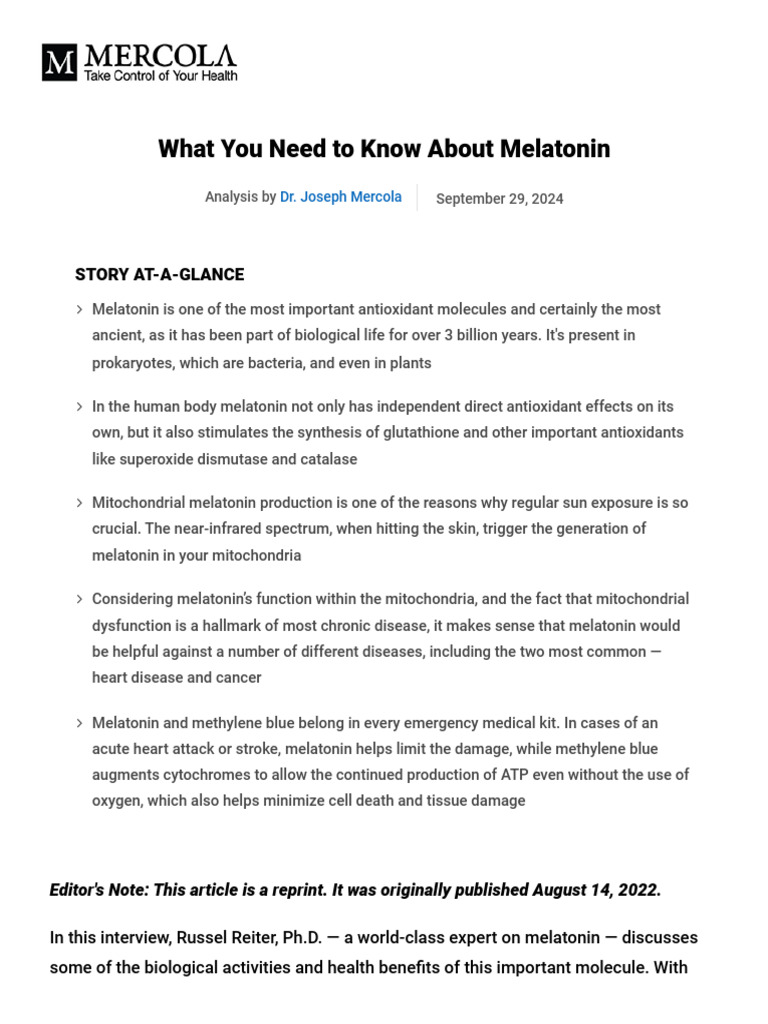 What You Need To Know About Melatonin PDF | PDF