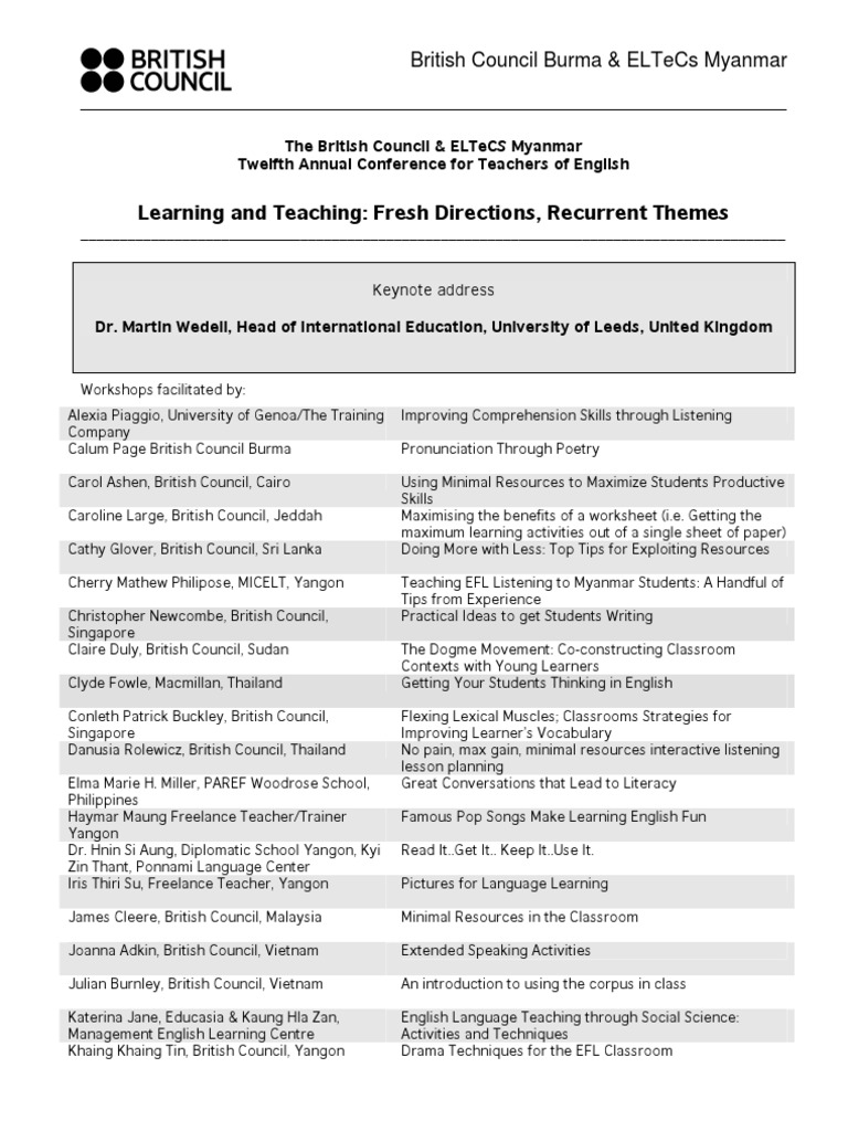ELT Conference 2023: Innovative Teaching Strategies | PDF | English As ...