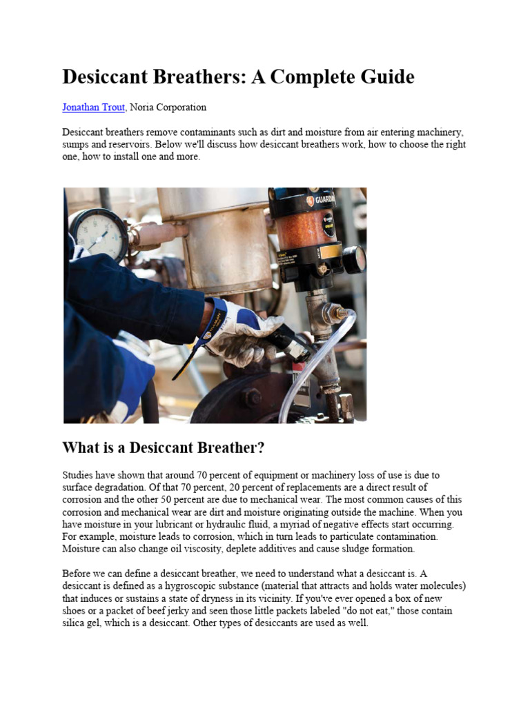 Desiccant Breathers - A Complete Guide | PDF | Filtration | Business