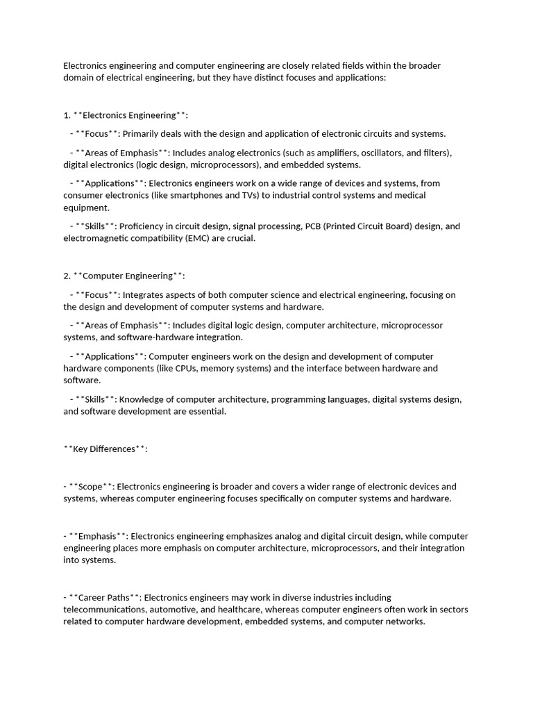 Electronics Engineering and Computer Engineering | PDF