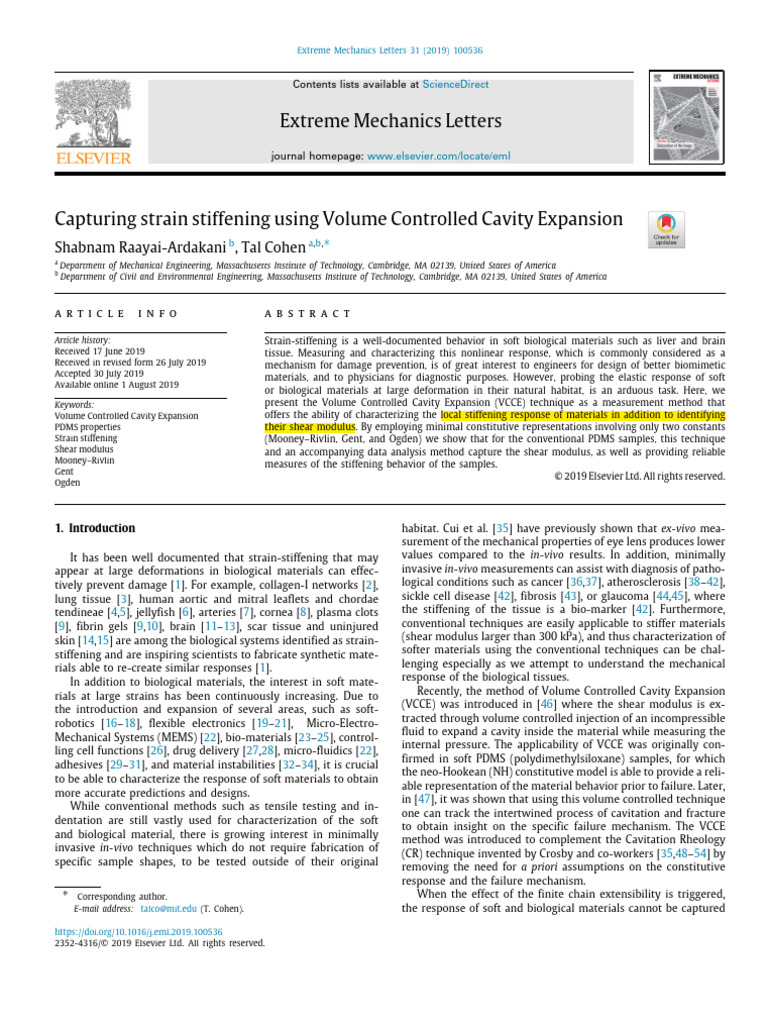 Cohen Tal - Capturing strain stiffening using Volume Controlled Cavity ... Cohen Tal - Capturing strain stiffening using Volume Controlled Cavity ...